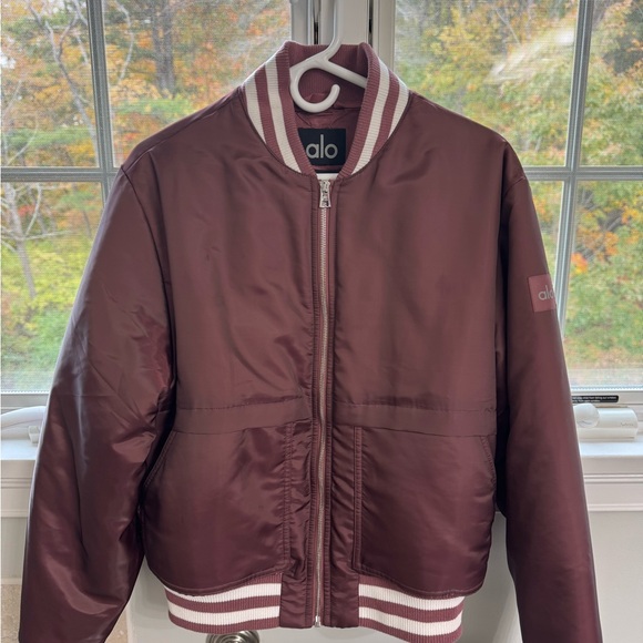 ALO Yoga | Jackets & Coats | Alo Yoga Womens Burgundy Bomber Jacket ...